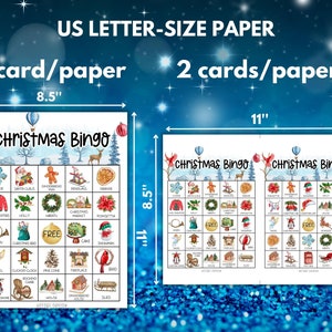 Christmas Bingo, 50 Unique Bingo Cards W/label, Christmas Bingo ...