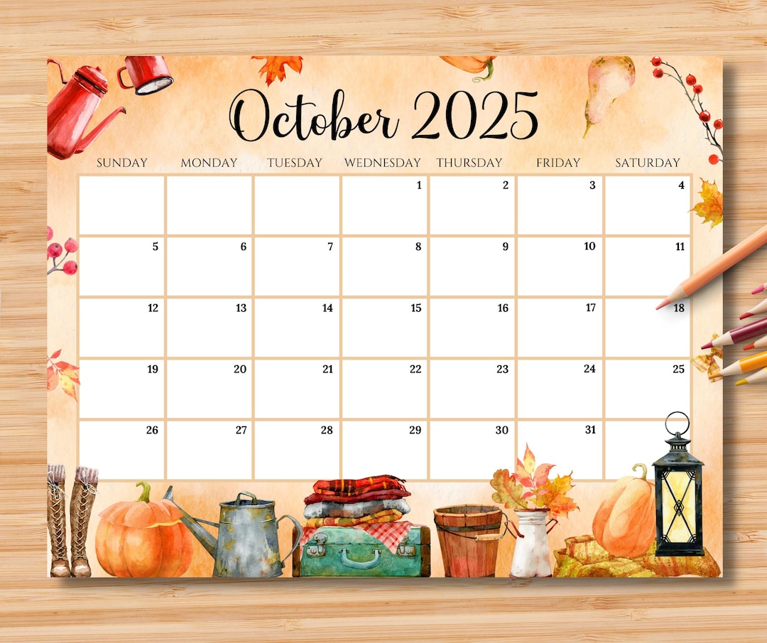 EDITABLE October 2025 Calendar, Cozy Fall Autumn Vibe Planner ...