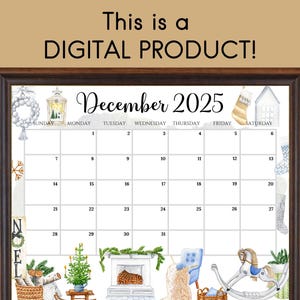 EDITABLE December 2025 Calendar, Scandinavian Christmas Planner ...