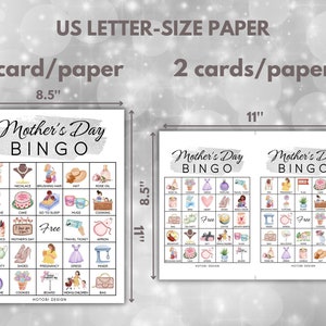 Printable Mother's Day Bingo, 50 Unique Bingo Cards W/labels, Mother's ...