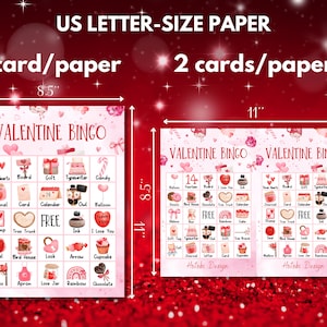 Printable Valentine Bingo Game, 50 Unique Bingo Cards W/labels ...