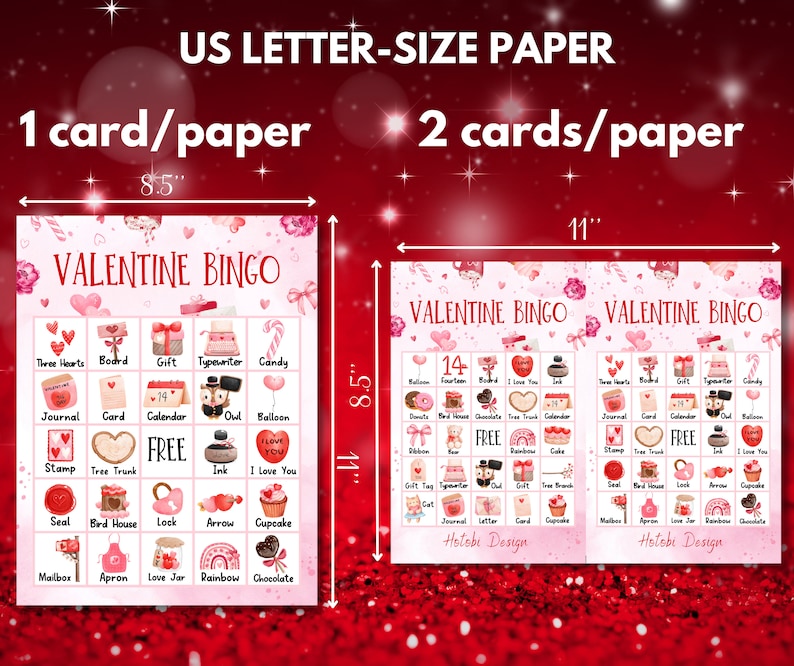 Printable Valentine Bingo Game 50 Unique Bingo Cards - Etsy