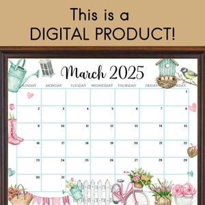 EDITABLE March 2025 Calendar, Beautiful Spring Planner With Flowers and ...