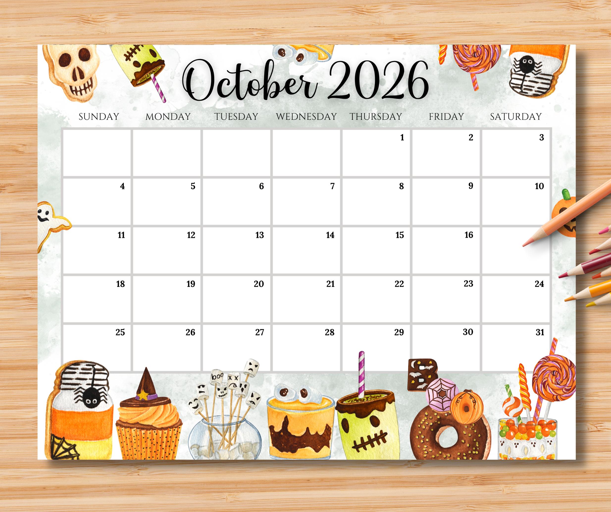 Editable October 2026 Calendar | Monthly Planner Printable PDF | School ...