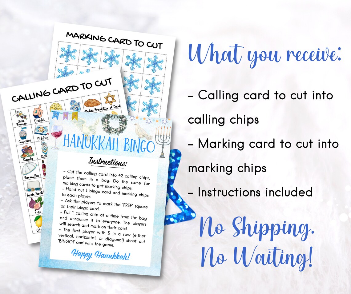 Printable Hanukkah Bingo Game 50 Unique Bingo Cards W/labels - Etsy