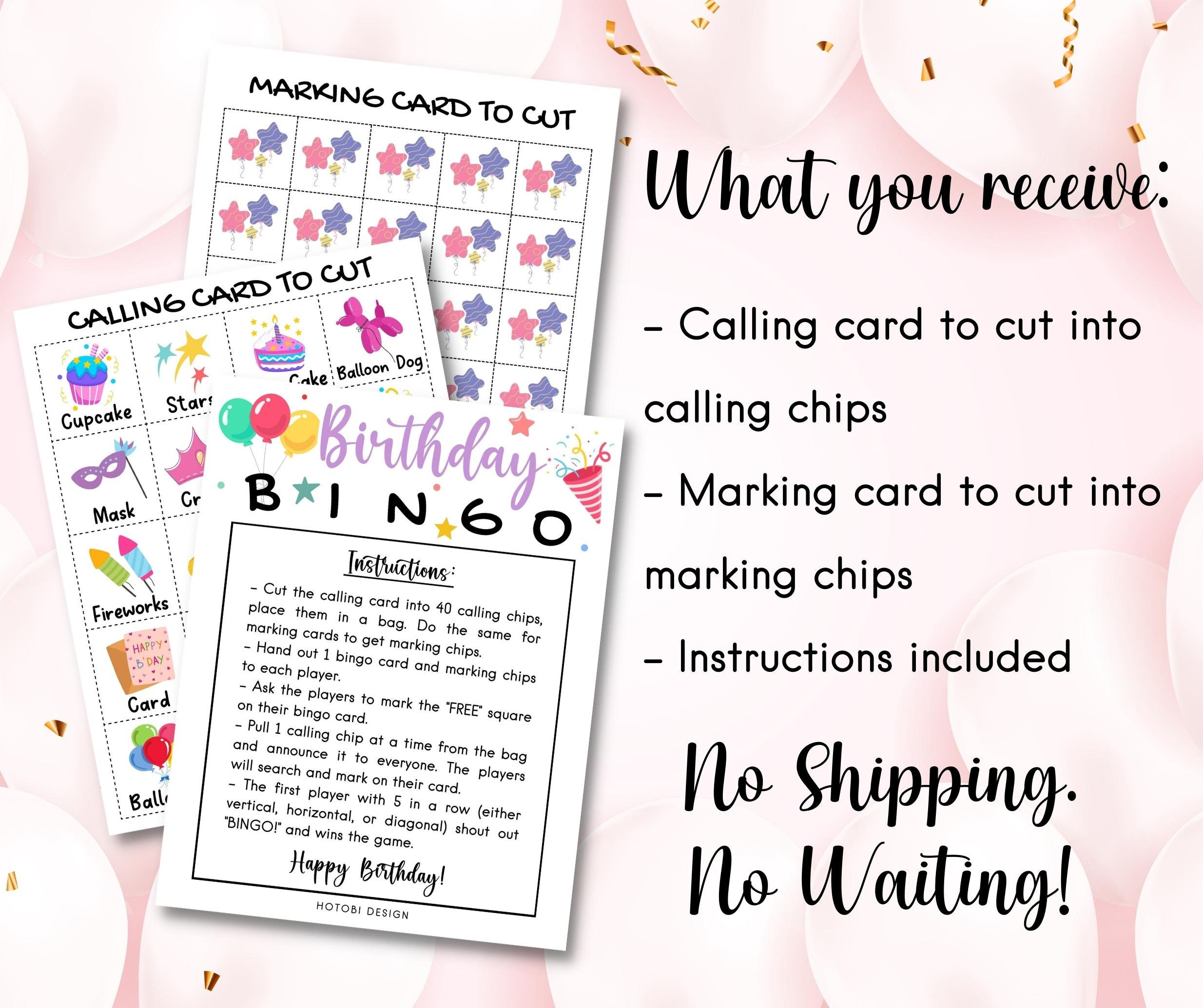 Printable Birthday Bingo Game girl 50 Unique Bingo Cards - Etsy