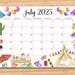 Editable July 2025 Calendar, Colorful Kids Picnic Party Planner ...