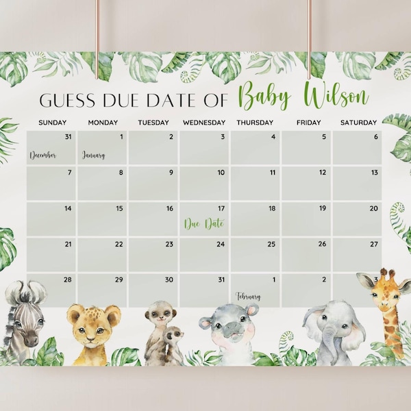 Jungle Animal Calendar - Etsy