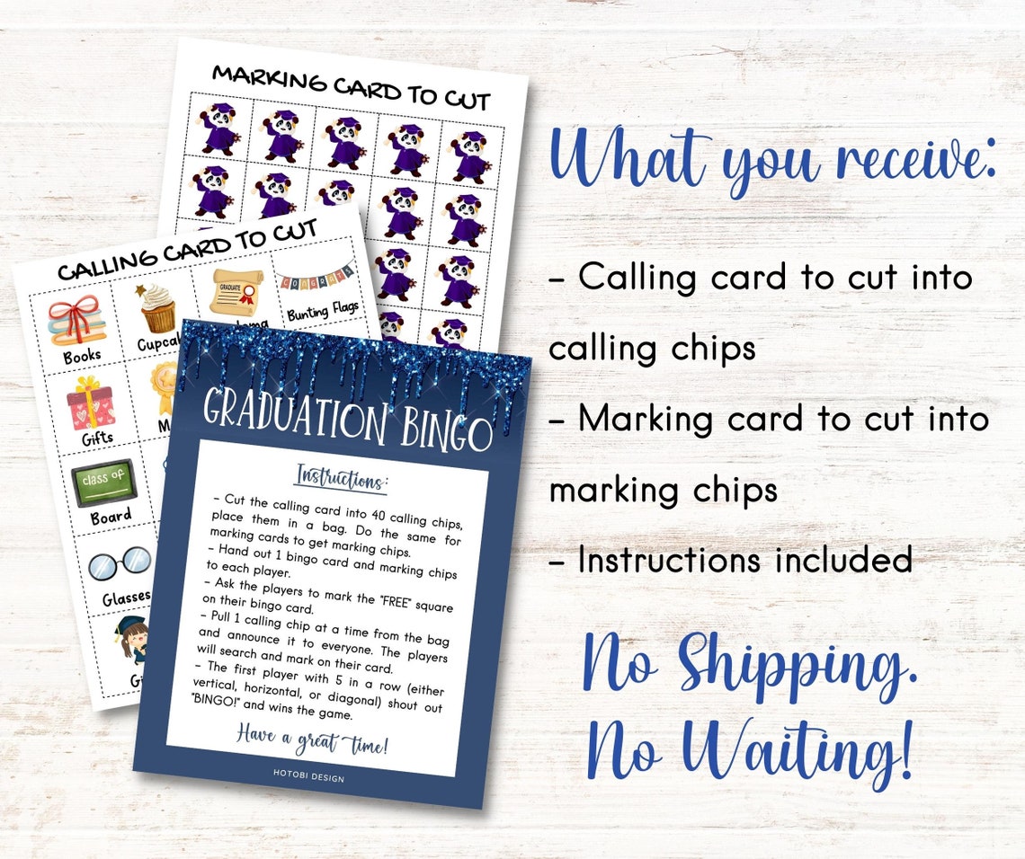 Printable Graduation Bingo Game, 50 Unique Bingo Cards, Class of 2023 ...