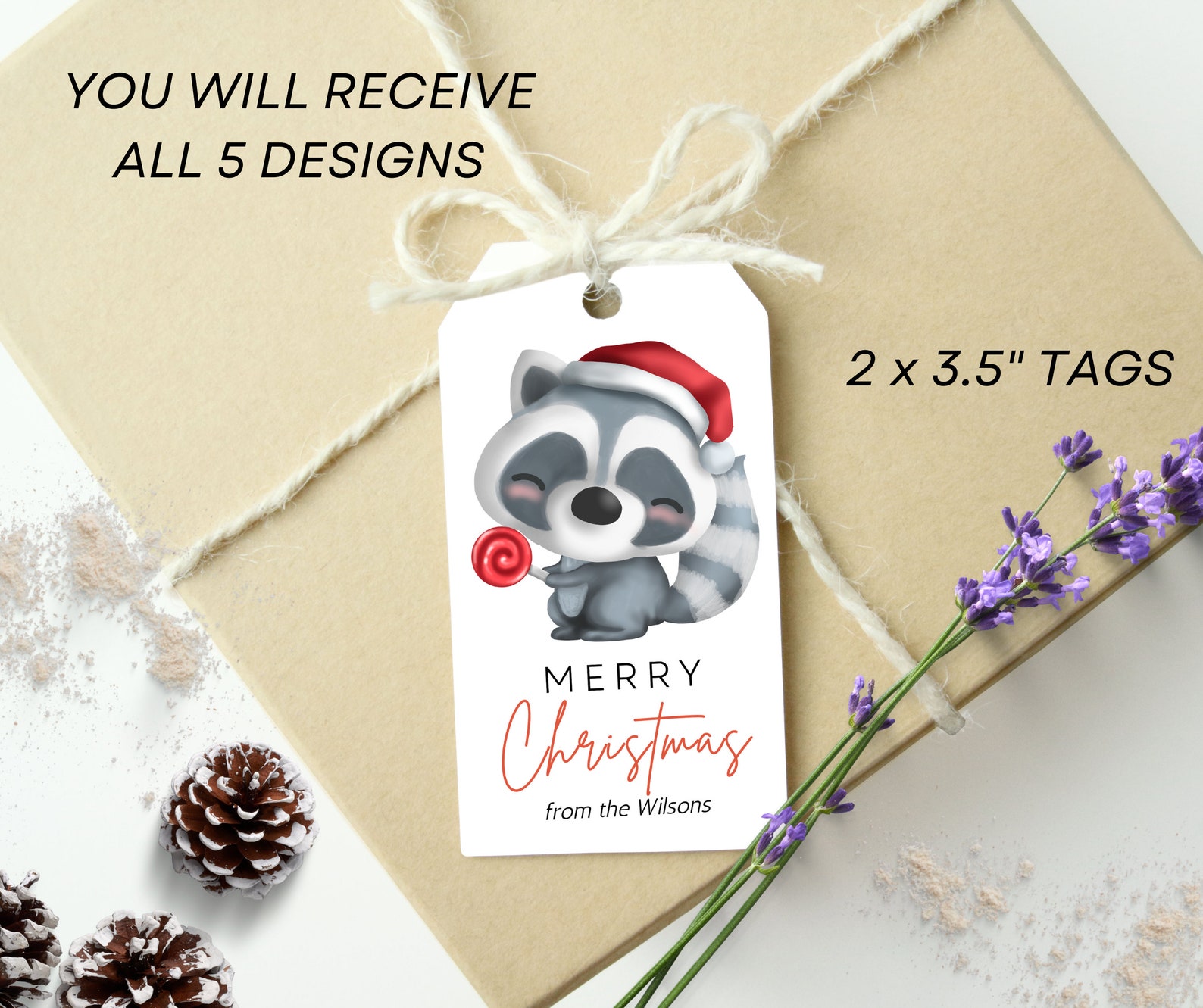 EDITABLE Christmas Gift Tag Cute Cartoon Holiday Gift Tag - Etsy