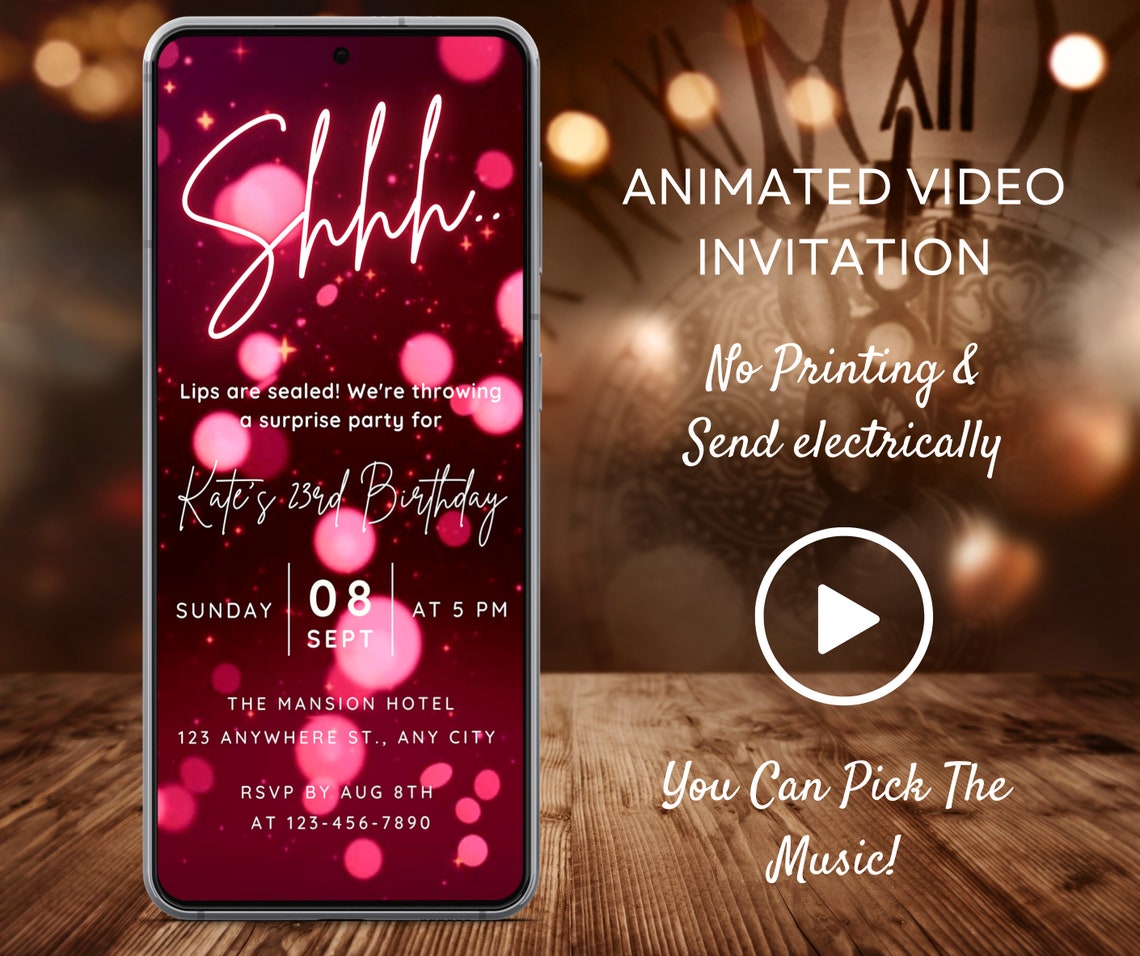 Surprise Birthday Invitation Animated Birthday Video Invite - Etsy