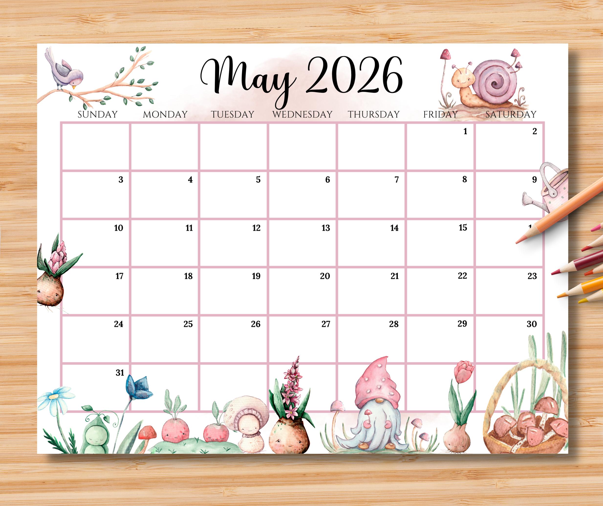 Editable May 2026 Calendar | Monthly Planner Printable PDF | School ...