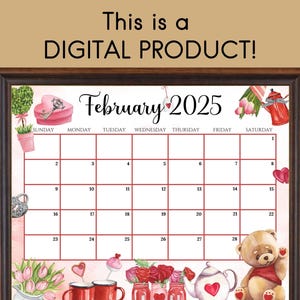 EDITABLE February 2025 Calendar, Sweet Valentine Planner 2025 ...