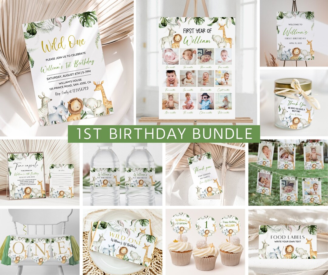 Wild One 1st Birthday Bundle, Safari Wild One Birthday Bundle, Wild One ...