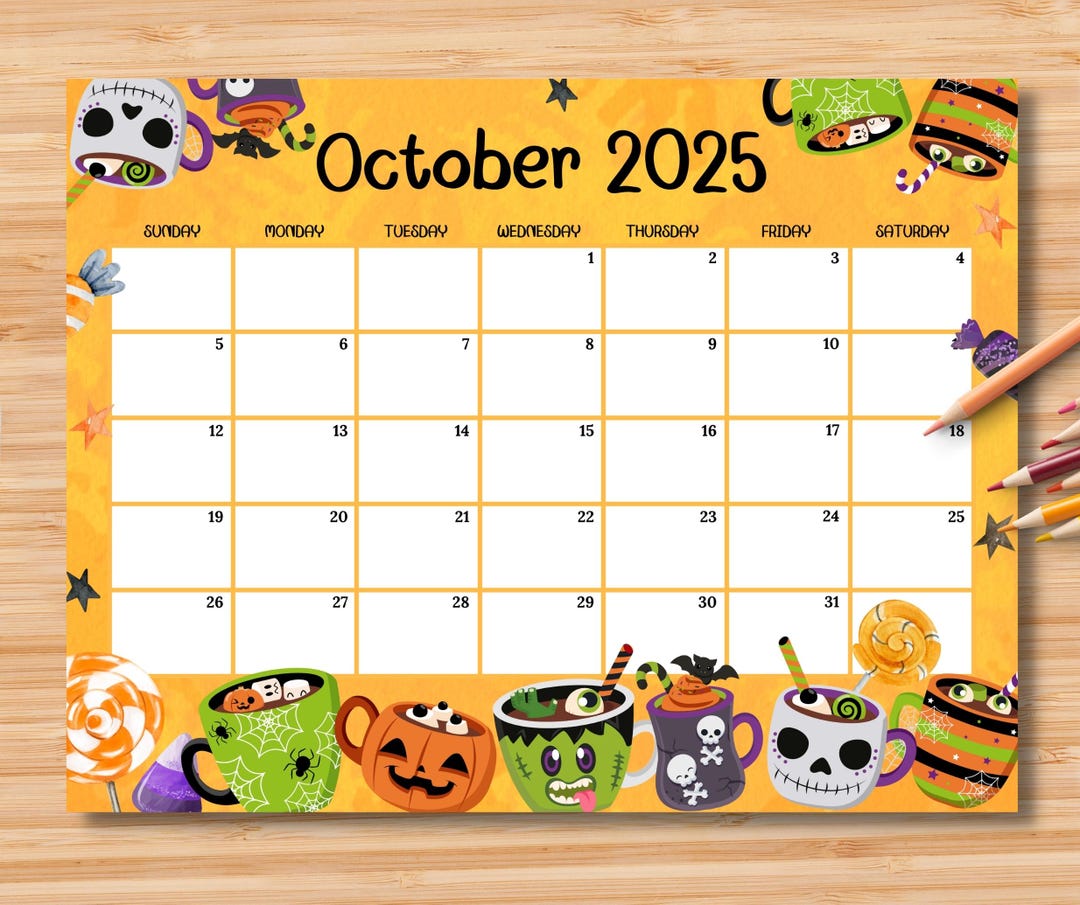 EDITABLE October 2025 Calendar, Spooky Halloween Desserts, Cute ...