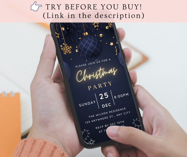 Editable Digital Christmas Invitation Electronic Christmas - Etsy