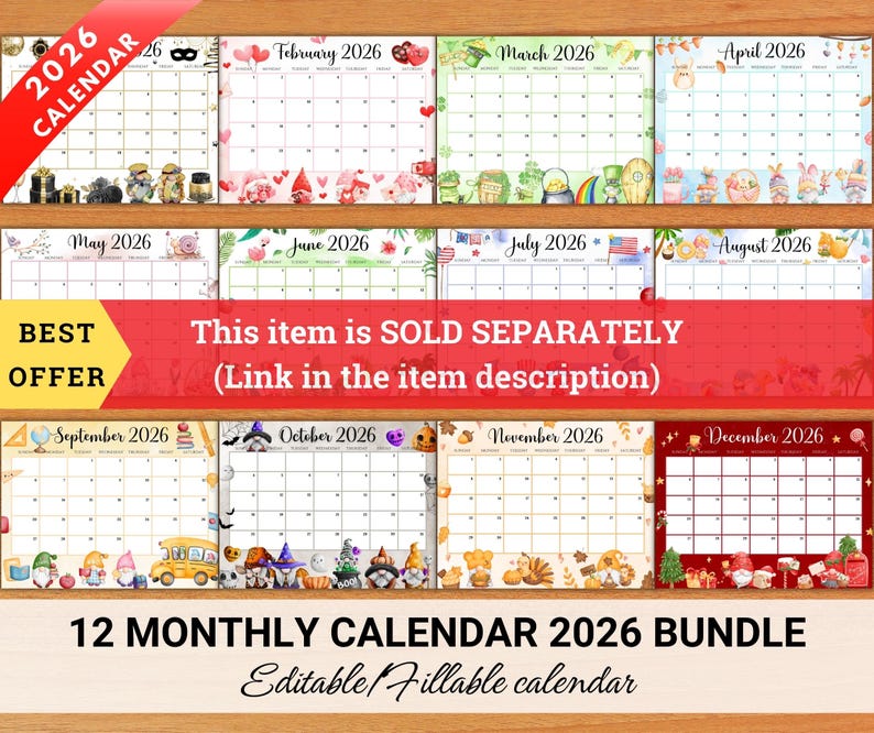 Calendario de junio de 2026 editable / Planificador mensual imprimible ...
