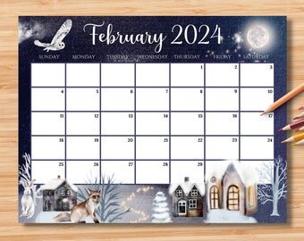 EDITABLE Printable February Calendar 2024 Beautiful - Etsy