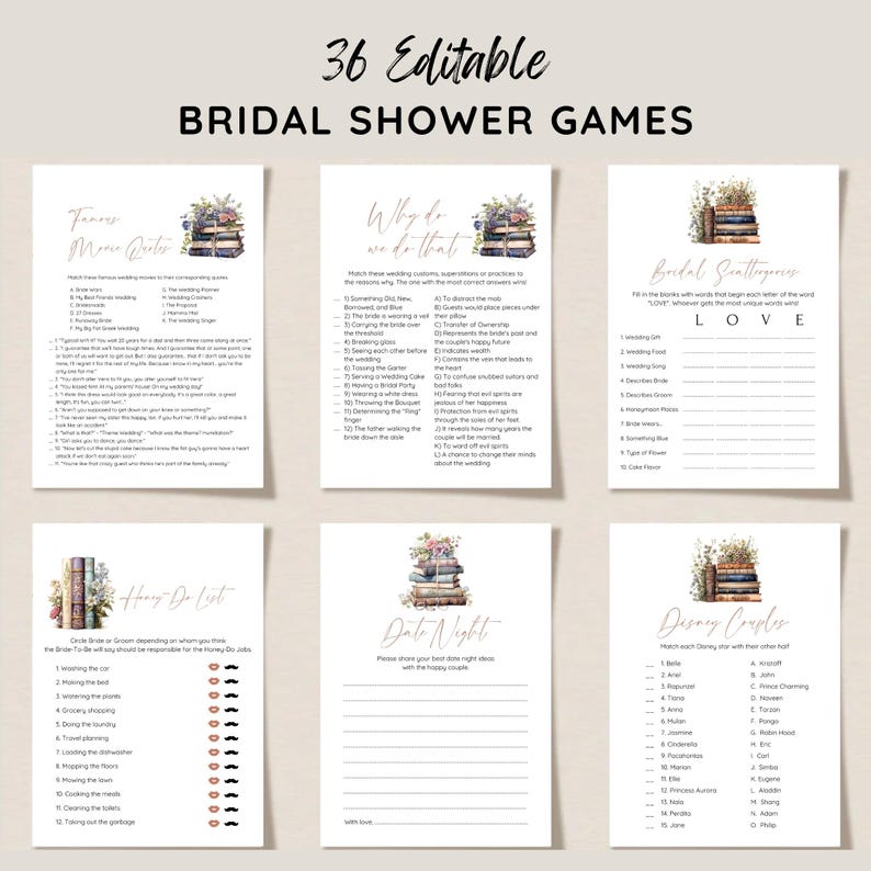 Storybook Bridal Shower Game Bundle, New Chapter Bridal Shower Games ...