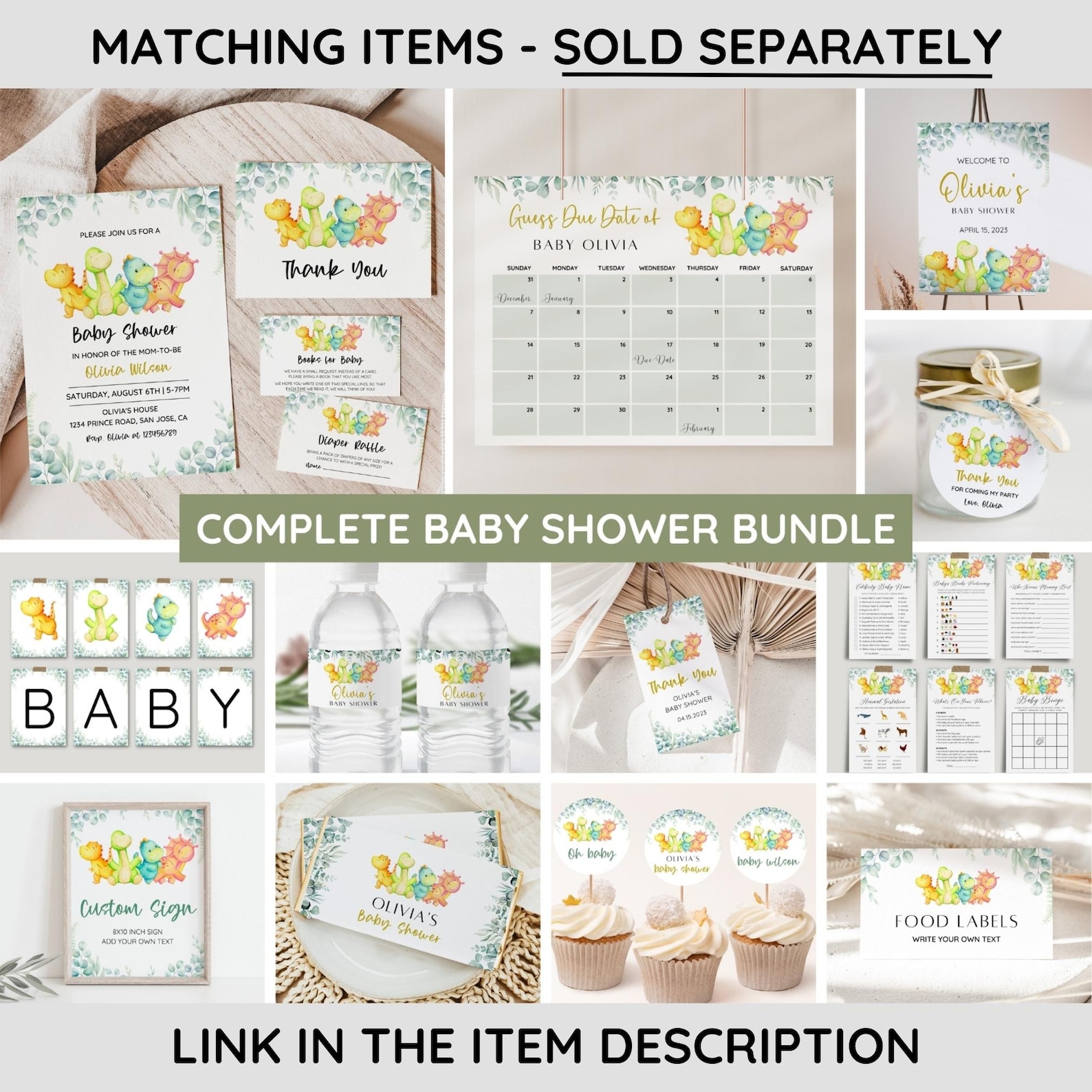 Dinosaur Baby Shower Game Bundle, Dinosaur Baby Shower Game Package ...