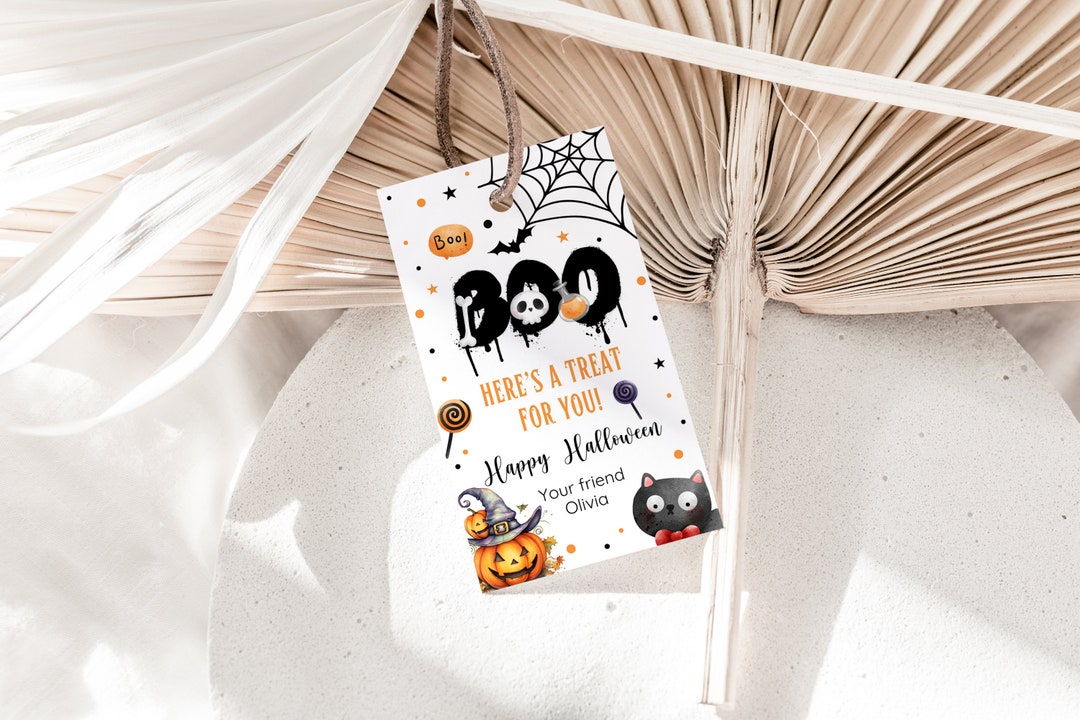 EDITABLE Halloween Favor Tags, Boo Gift Tags, Costume Party, Trick or ...