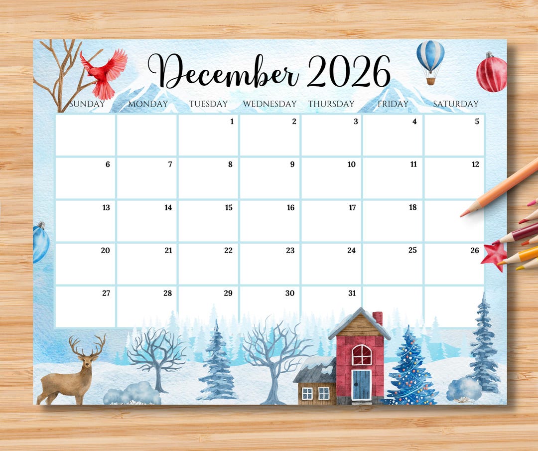 EDITABLE December 2026 Calendar | Monthly Planner for Kids, School ...