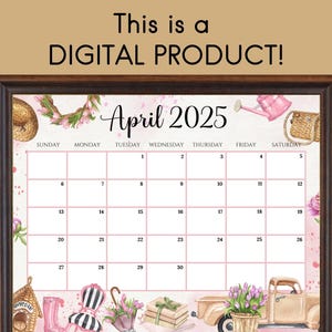 EDITABLE April 2025 Calendar, Beautiful Spring Planner, Printable ...