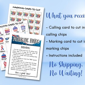 50 Patriotic Bingo Game Cards, 4th of July Bingo, Independence Day ...