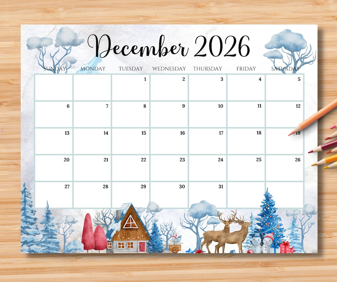 EDITABLE December 2026 Calendar | Monthly Planner for Kids, School ...