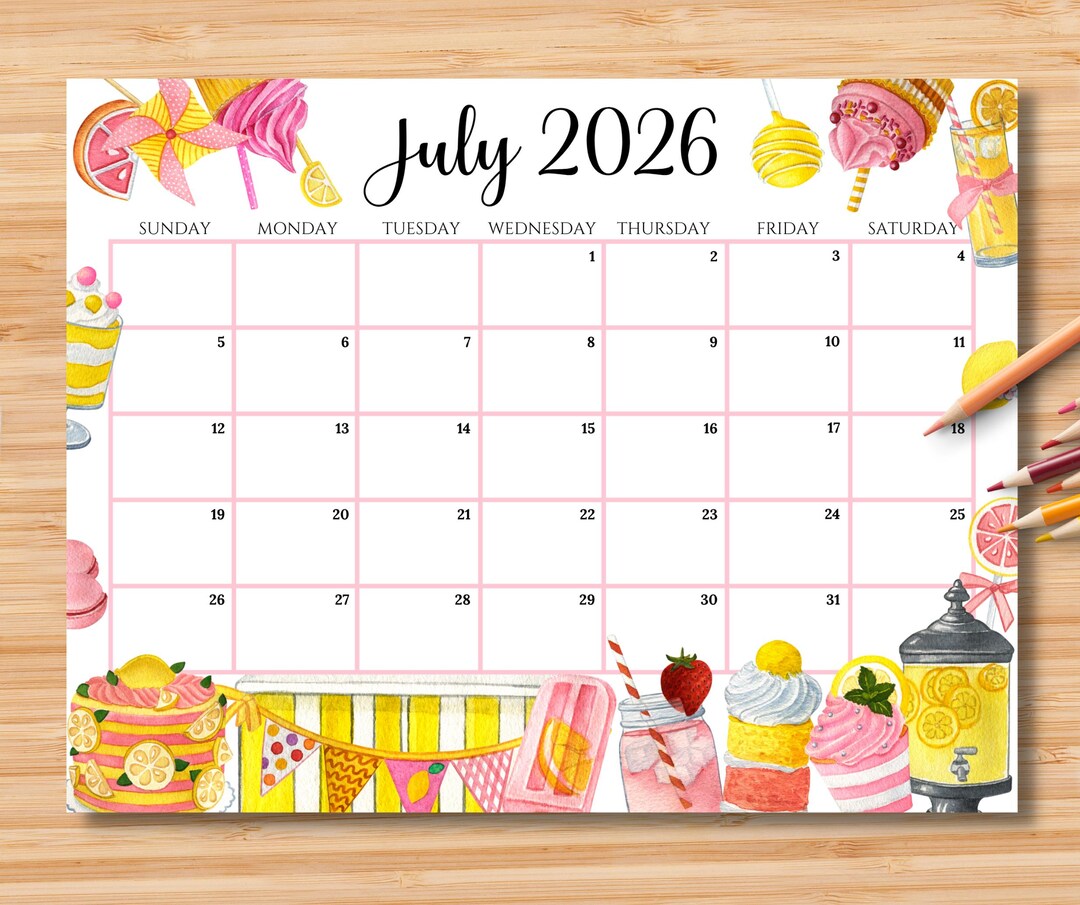 Editable July 2026 Calendar | Monthly Planner Printable PDF | School ...