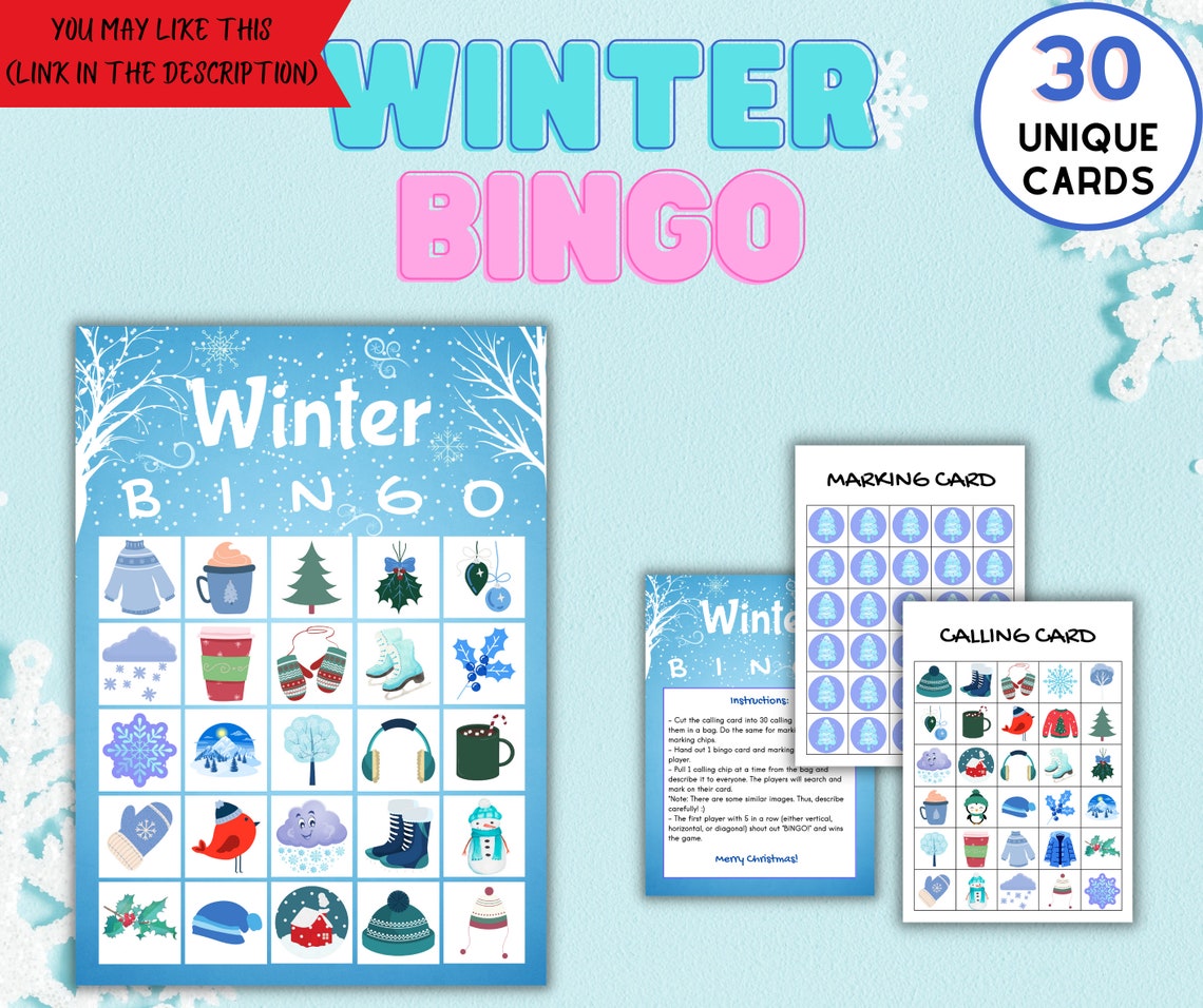 Printable Christmas Bingo 30 Unique Bingo Cards Christmas - Etsy