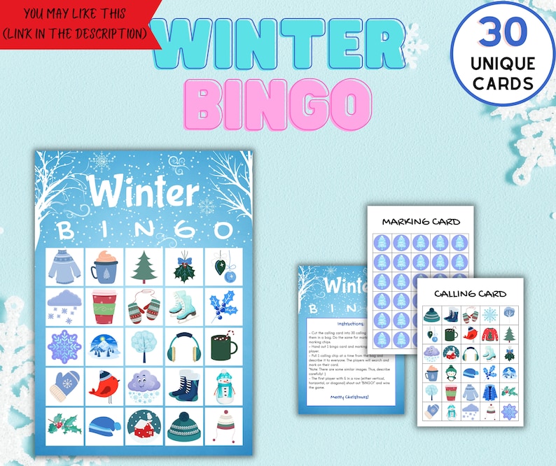 Printable Christmas Bingo 30 Unique Bingo Cards Christmas - Etsy