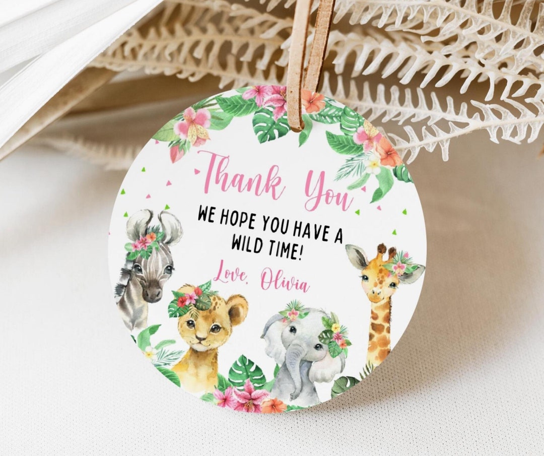 EDITABLE Safari Animal Favor Tag, Wild One Thank You Tag, Jungle Theme ...