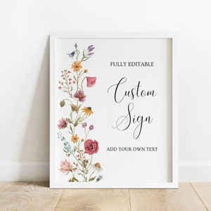 Wildflower Custom Sign, Colorful Floral Sign, 8x10in Template ...