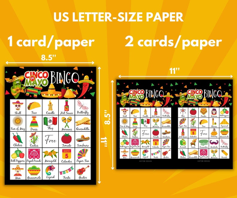 Cinco De Mayo Bingo Game, 50 Unique Bingo Cards W/labels, Mexican ...
