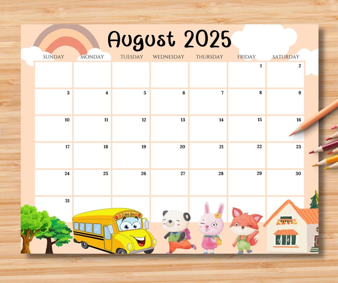 EDITABLE August 2025 Calendar, Back to School Planner, Printable ...