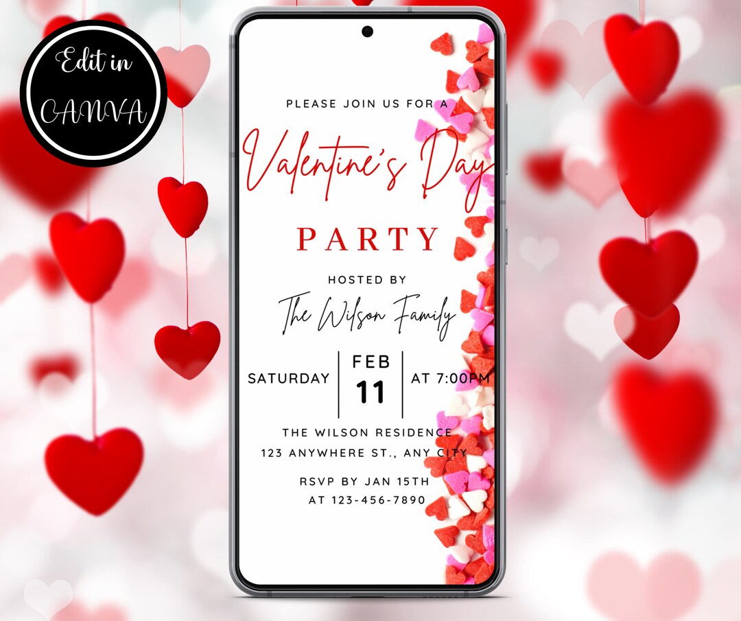 Editable Digital Valentine Invitation, Electronic Valentine Party ...