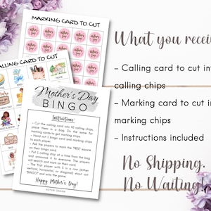 Printable Mother's Day Bingo, 50 Unique Bingo Cards W/labels, Mother's ...