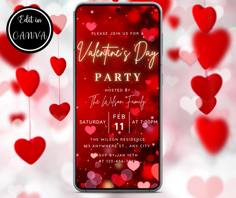 Editable Digital Valentine Invitation Electronic Valentine - Etsy