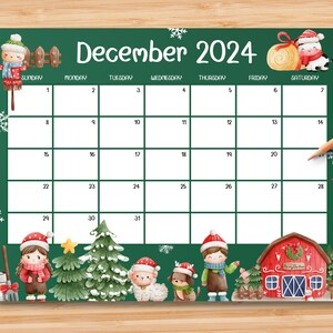 EDITABLE December 2024 Calendar, Beautiful Christmas on a Farm ...