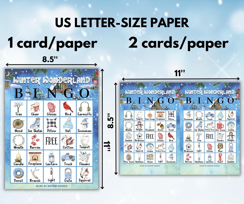 Winter Wonderland Bingo, 50 Unique Bingo Cards W/labels, Winter ...