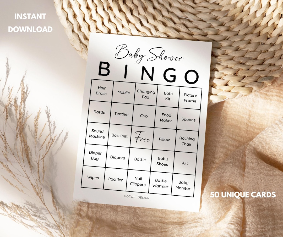 Baby Shower Bingo Game, Baby Bingo Card, Bingo Baby Shower, Baby Shower ...