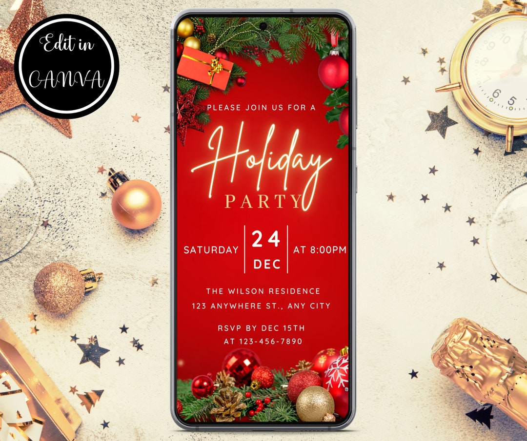 Editable Digital Christmas Invitation, Electronic Christmas Party ...