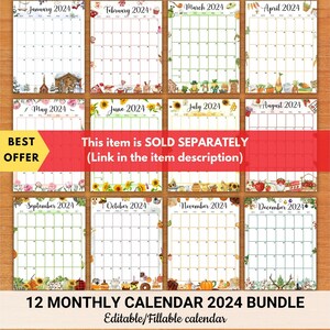 EDITABLE November 2024 Calendar vertical/portrait, Cute Thanksgiving ...