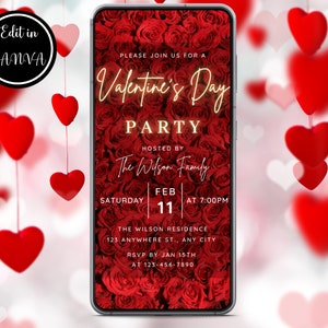 Editable Digital Valentine Invitation, Electronic Valentine Party ...
