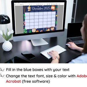 EDITABLE December 2025 Calendar, Joyful Christmas W/ Kids Playing ...