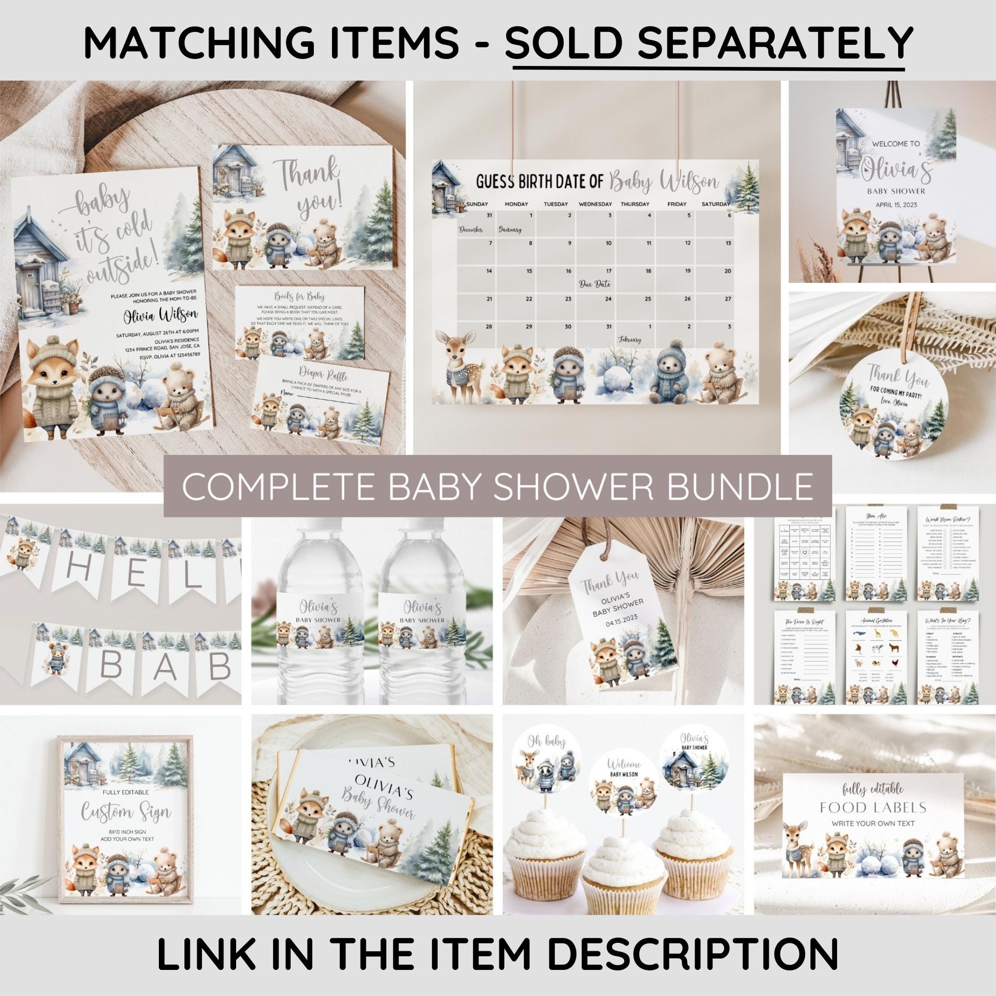 Winter Baby Shower Game Bundle, Winter Wonderland Baby Shower Game ...