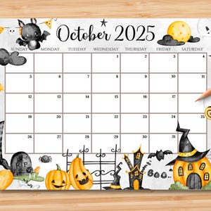 EDITABLE October 2025 Calendar, Spooky Halloween Planner 2025 ...