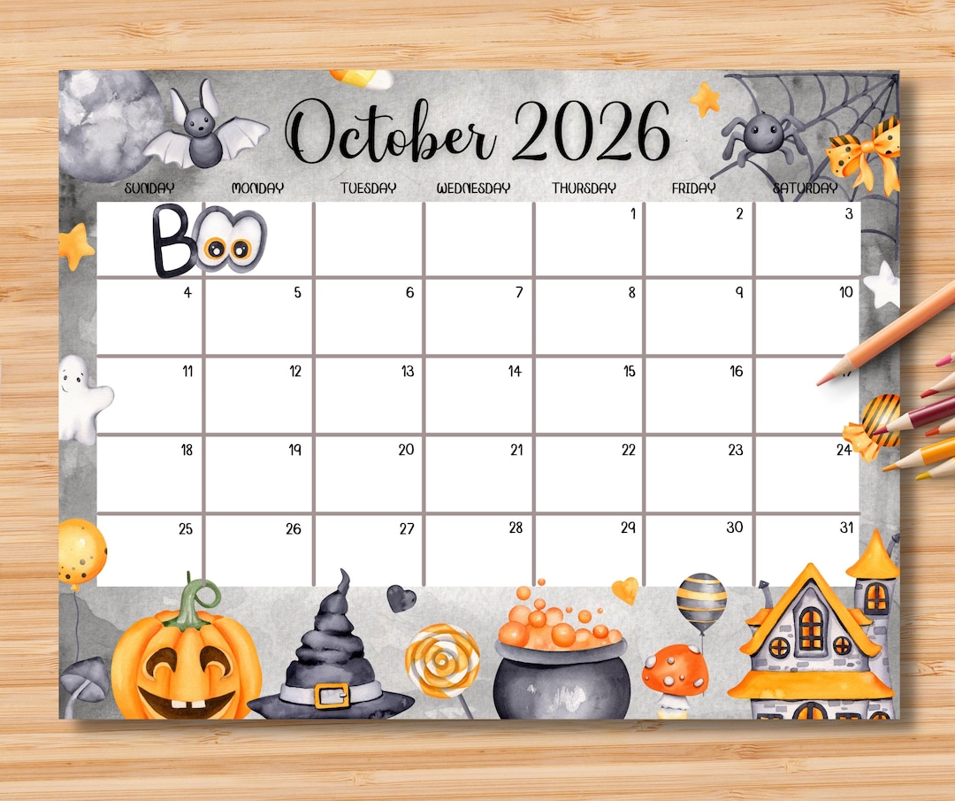 Editable October 2026 Calendar | Monthly Planner Printable PDF | School ...