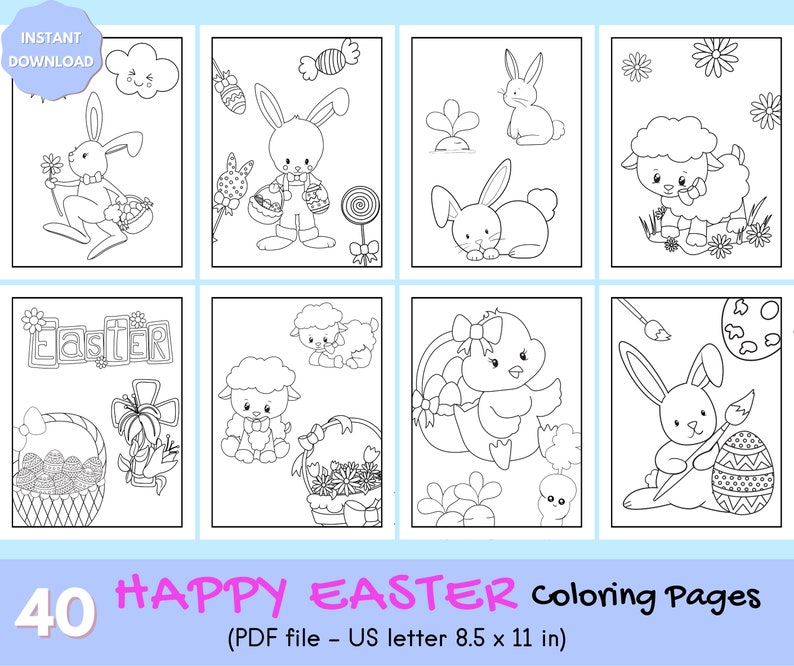 40 Printable Easter Coloring Pages for Kids Boys Girls | Etsy